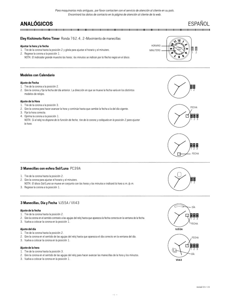 Instrucciones Relojes Fossil | PDF | Reloj | Hora