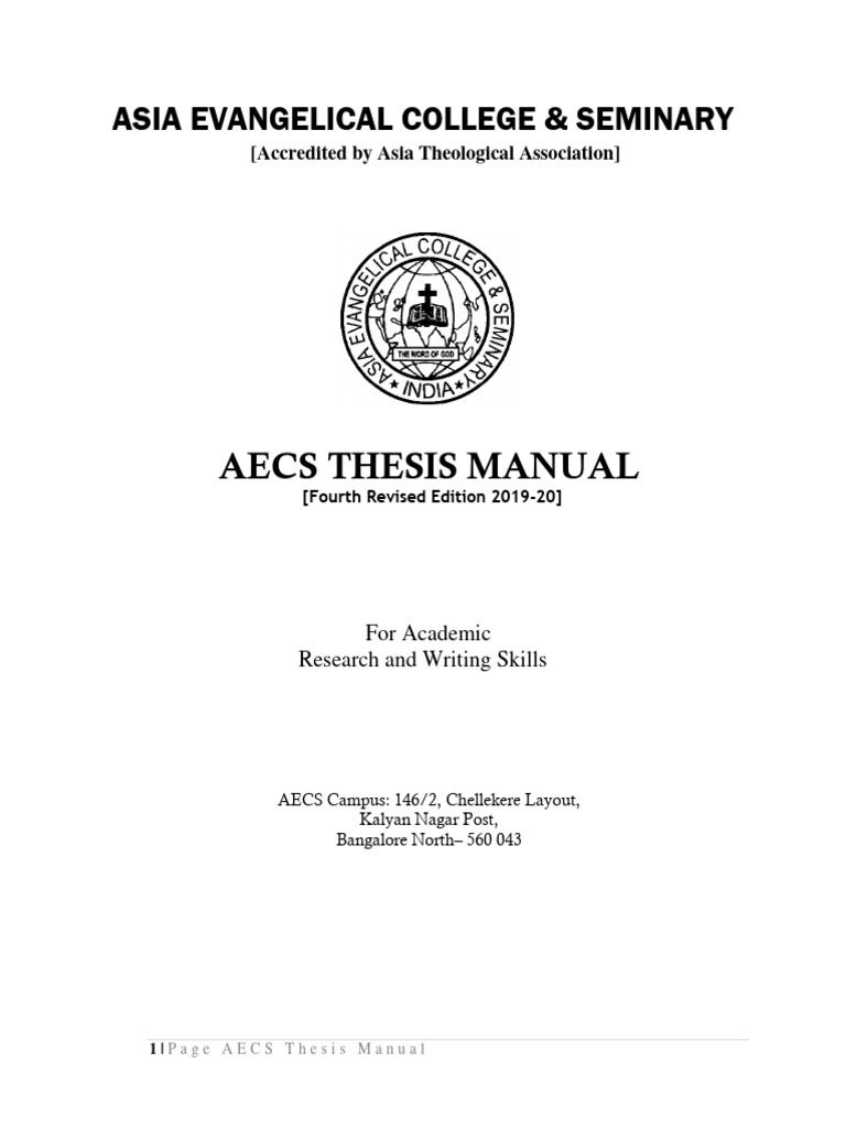 Thesis Manual 2019-2020 | PDF | Thesis | Books