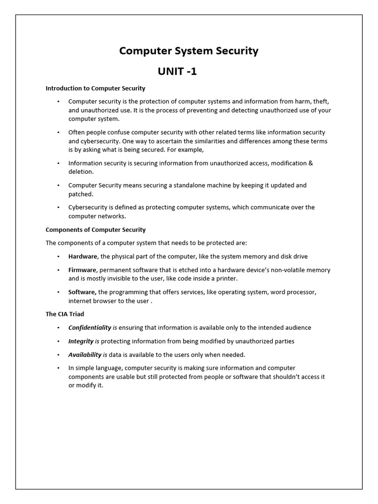 unit 1 css | Download Free PDF | Security | Computer Security