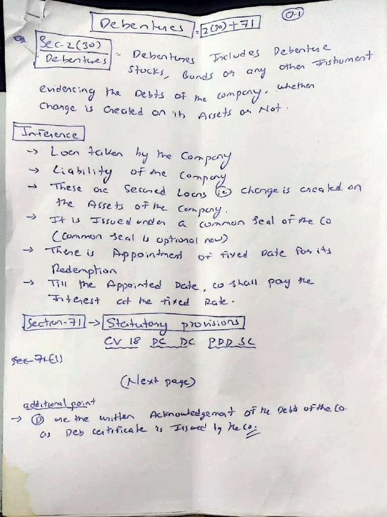 Debentures & Statutory Provisions | PDF