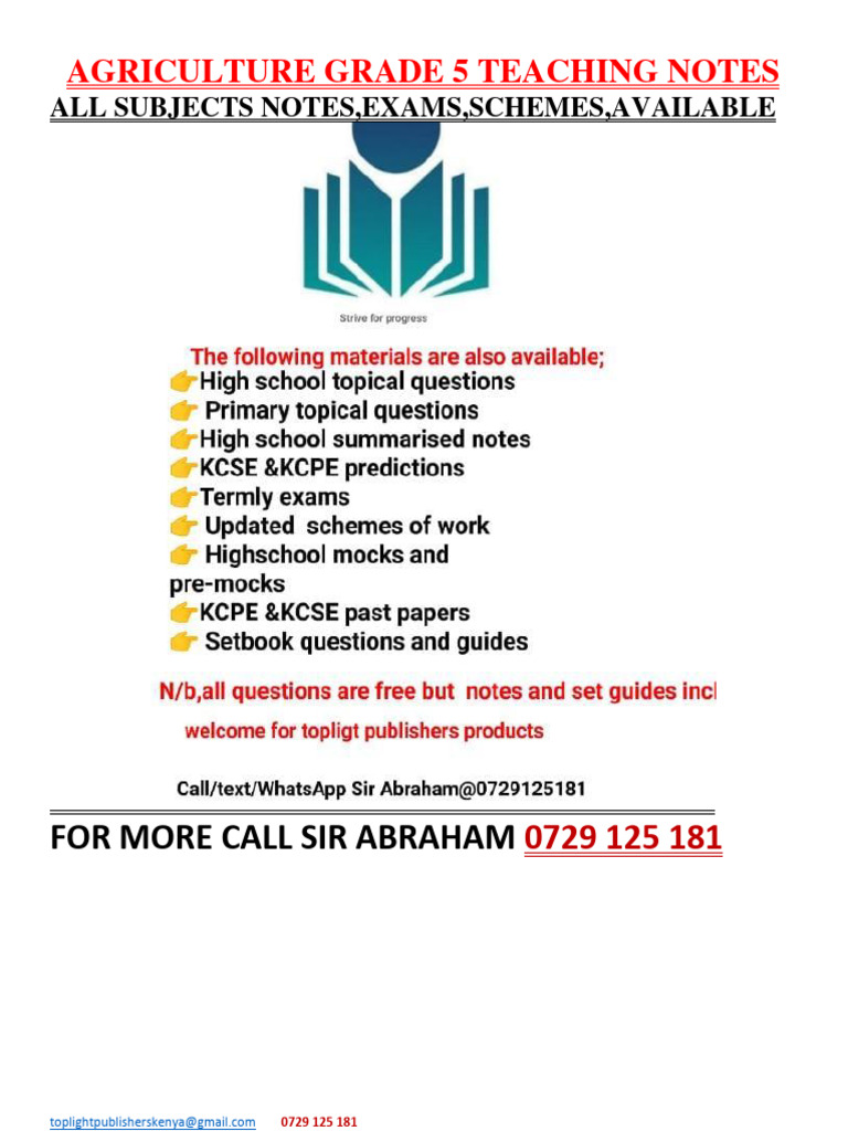 Agriculture and Nutrition Grade 5 Notes | PDF | Mulch | Soil