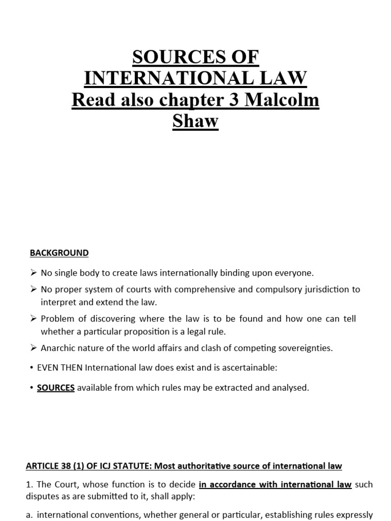 Sources of International Law | PDF | International Law | Treaty