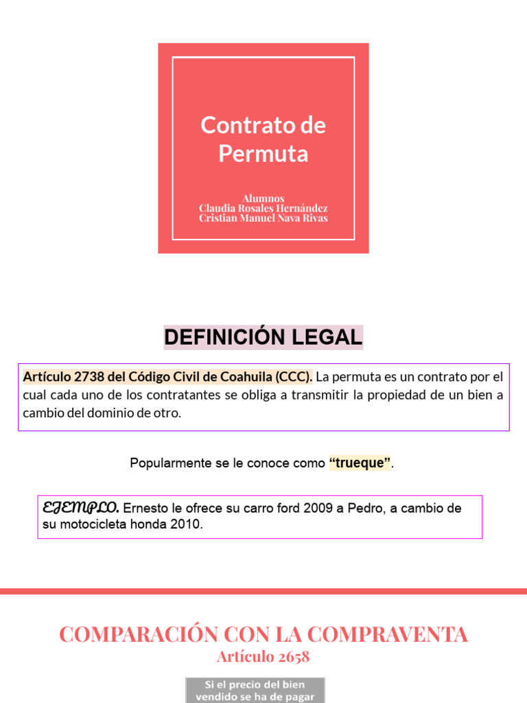 Contrato de Permuta | PDF | Derecho privado | Derecho civil (sistema legal)
