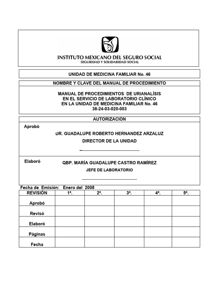Manual Procedim. Urianálisis | PDF | Especialidades Medicas | Medicina CLINICA
