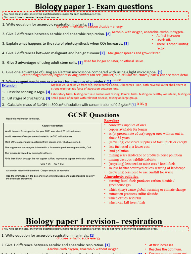 Biology Exam Questions and Answers | PDF | Photosynthesis | Copper