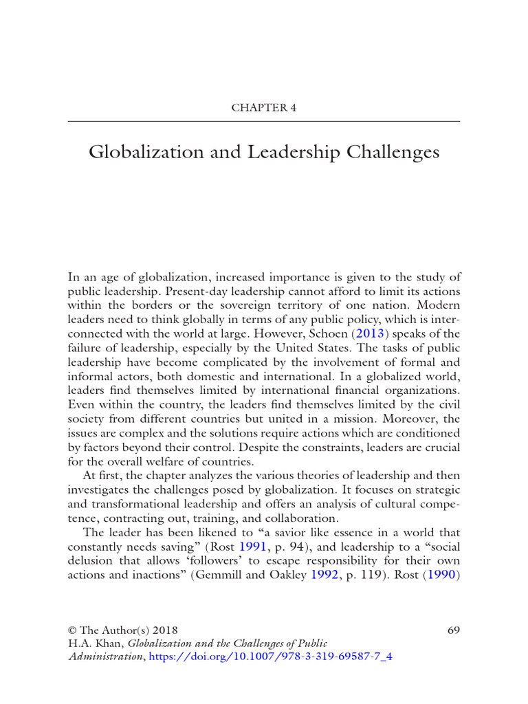 Globalization and Leadership Challenges (Khan2017) | PDF | Leadership ...