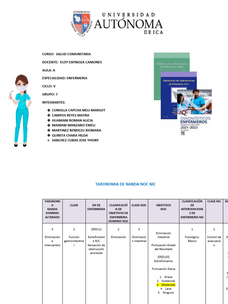 Taxonomia Nanda, Noc, Nic | PDF | Especialidades Medicas | Medicina CLINICA