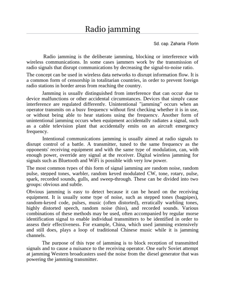 Radio Jamming Pdf Radio Sound Production Technology