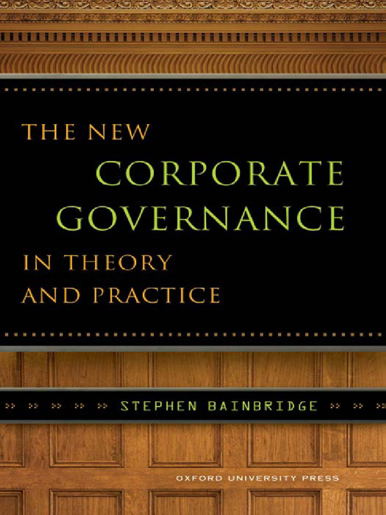 (Stephen Bainbridge) The New Corporate Governance | PDF | Corporate ...