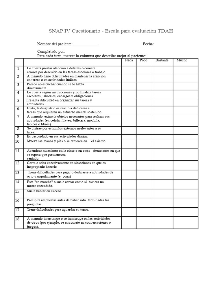 Snap IV para El Paciente | PDF | Artes del Lenguaje y Comunicación ...