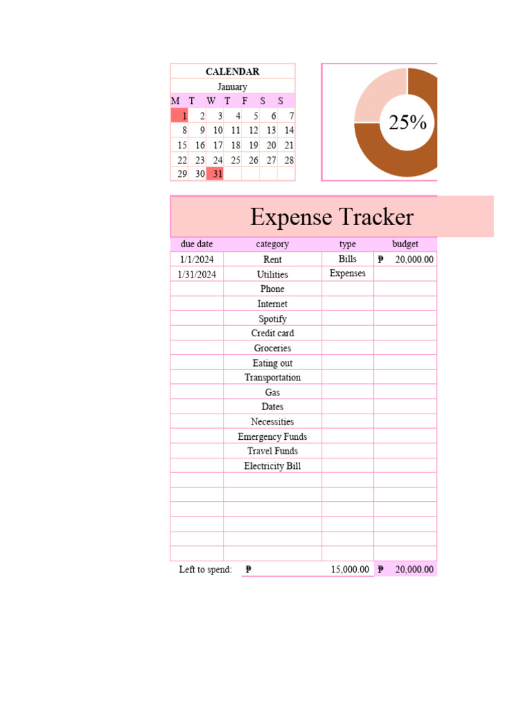 2024 Expense Tracker Calendar | PDF | Expense | Budget