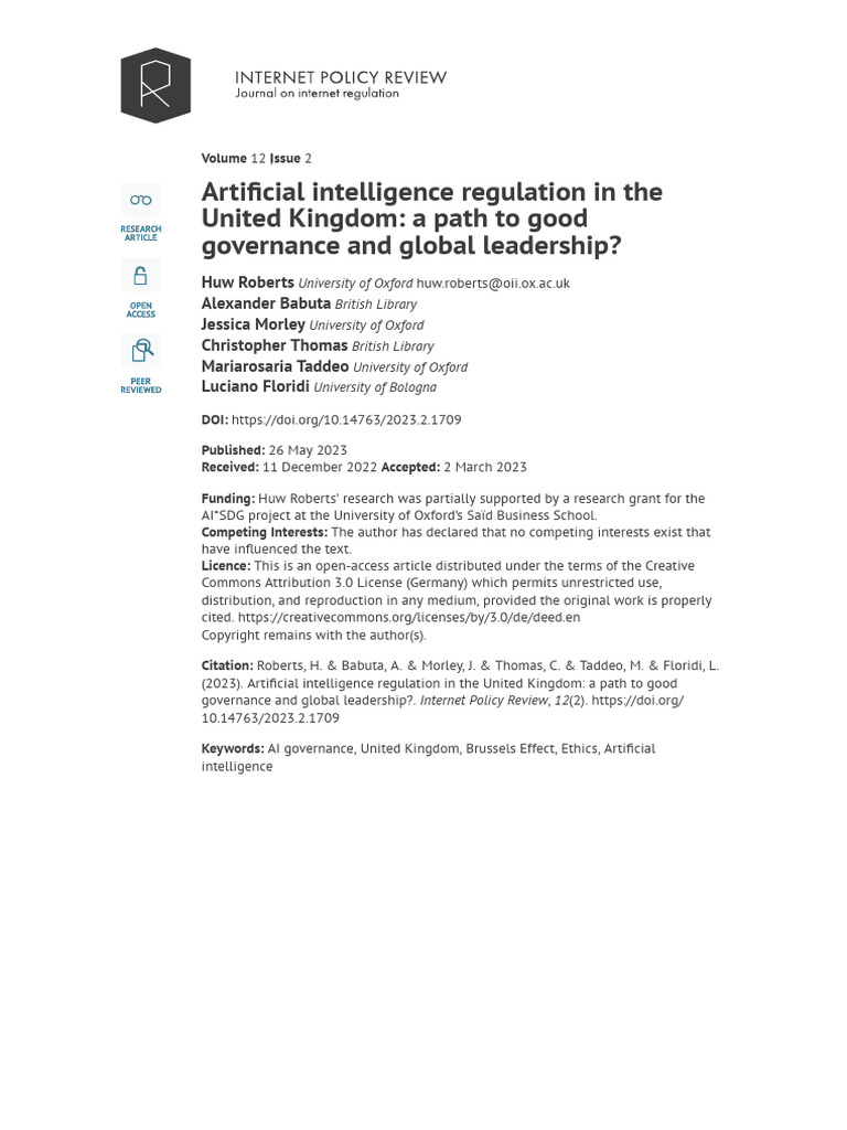 Artificial Intelligence Regulation in The United K | PDF | Artificial Intelligence ...