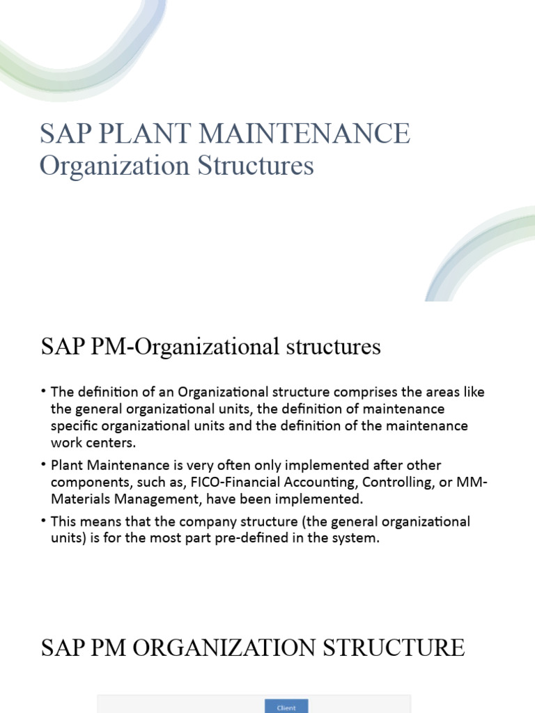 SAP PLANT MAINTENANCE Organization Structures | PDF | Consultant ...