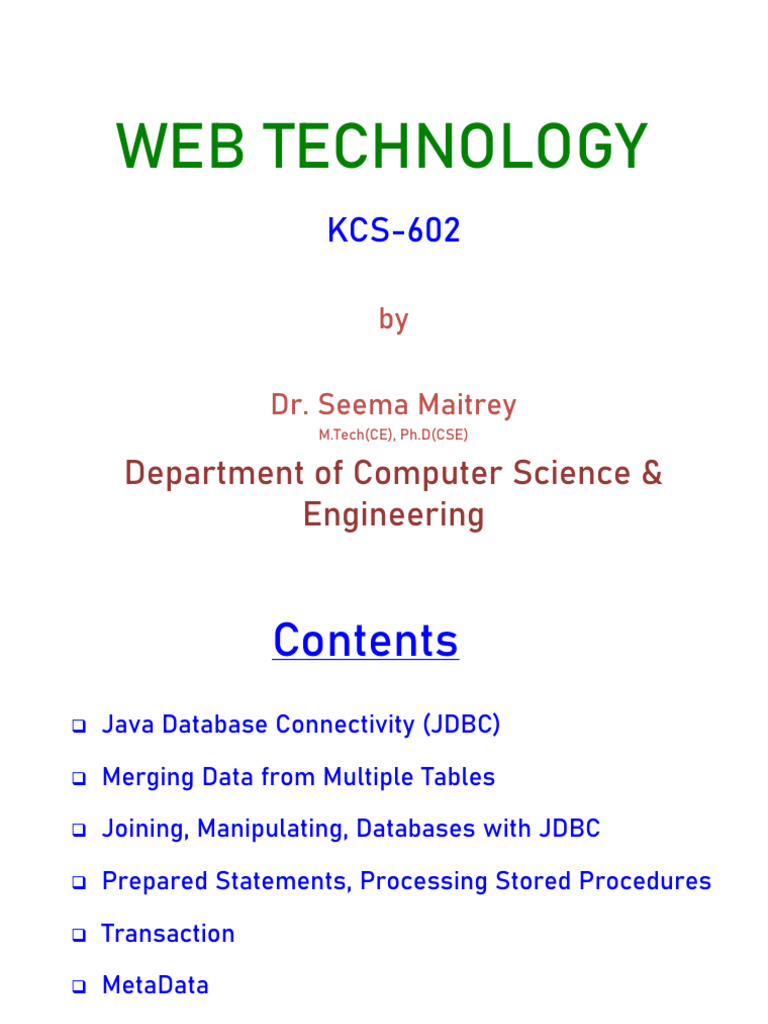 Java JDBC (Unit-4) | PDF | Data Management | Computing