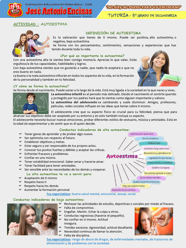 Actividad Autoestima | PDF | Autoestima | Felicidad