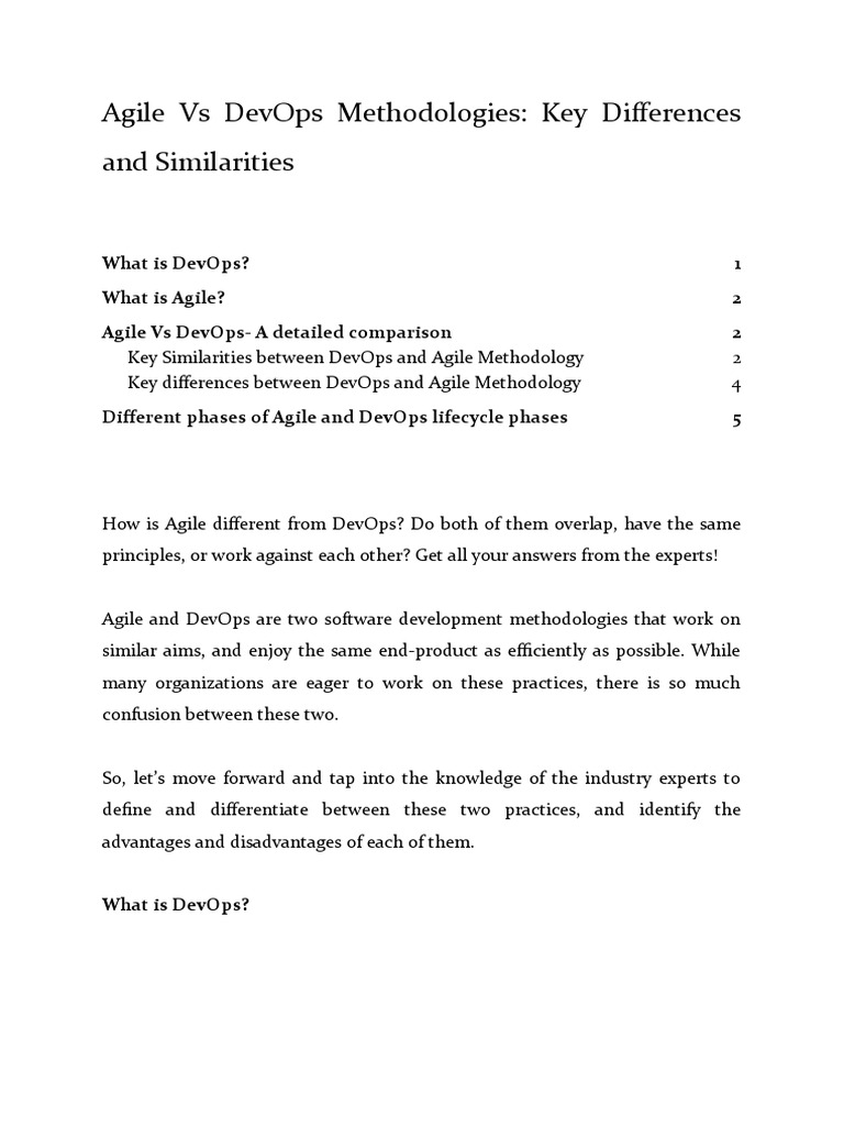 Agile Vs DevOps - A Detailed Comparison | PDF | Agile Software Development | Software ...