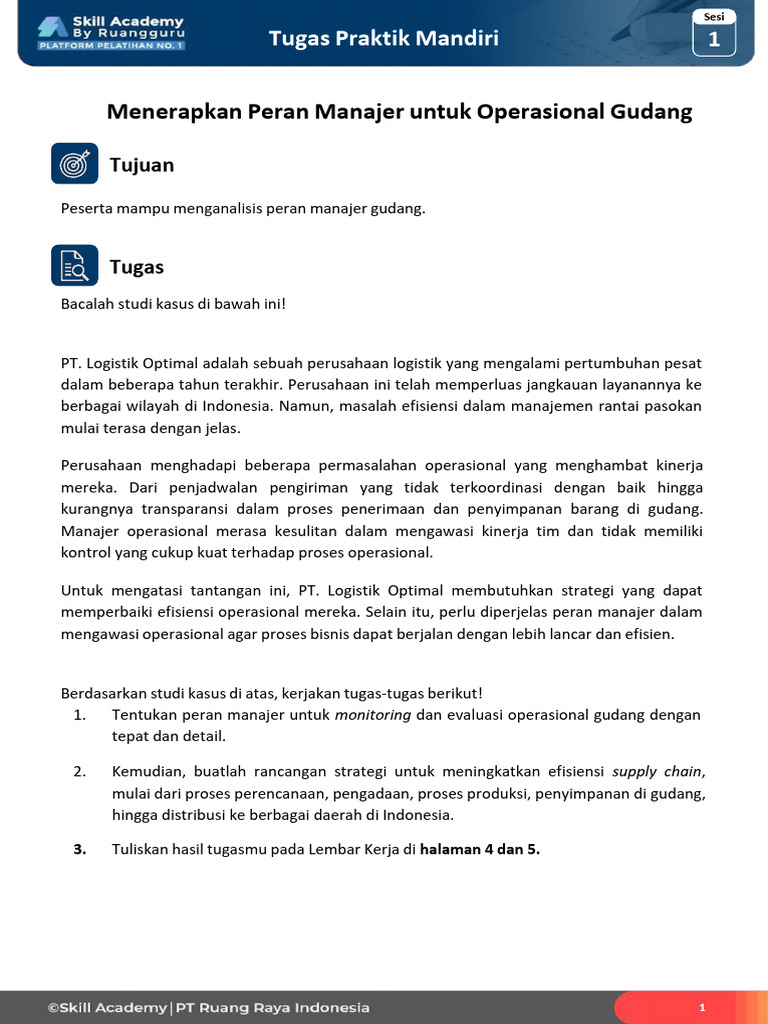 TPM 1 Peran Manajer Operasional Gudang - (Tri Achmad M) | PDF | Bisnis