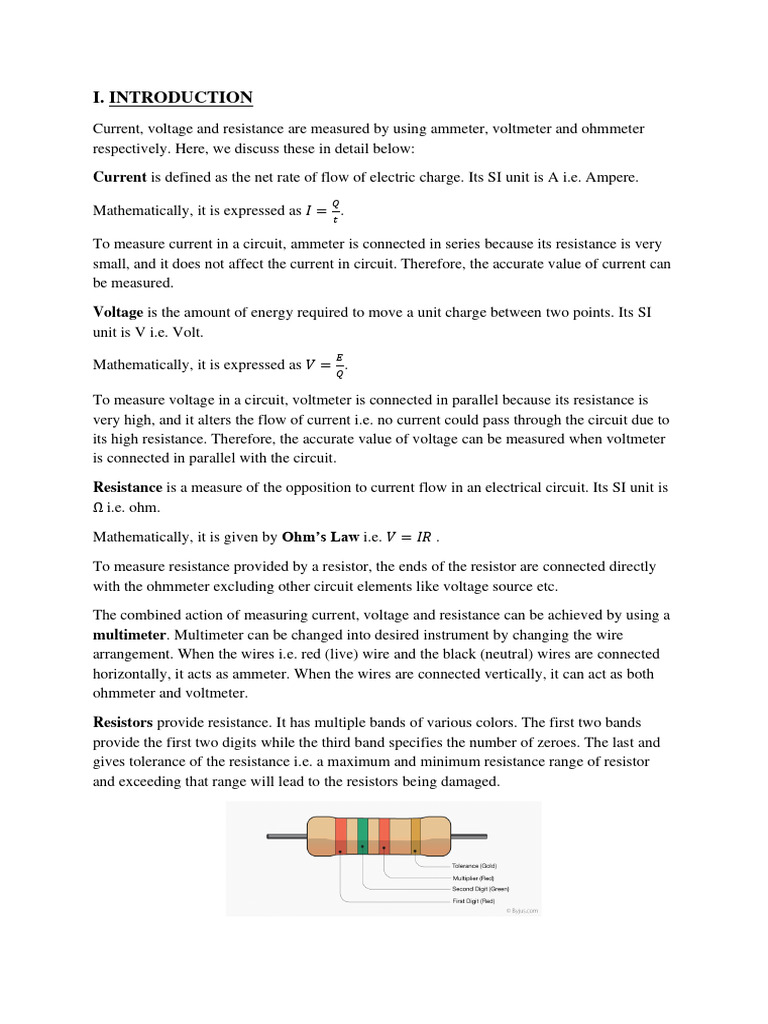 LAb REport 1 | Download Free PDF | Resistor | Voltage