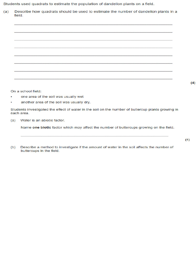 Biology Paper 2 WS | PDF