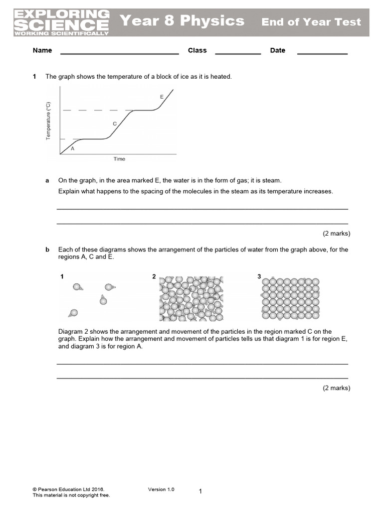 ks3 Eoyt Phys Y8 Test | PDF | Density | Temperature