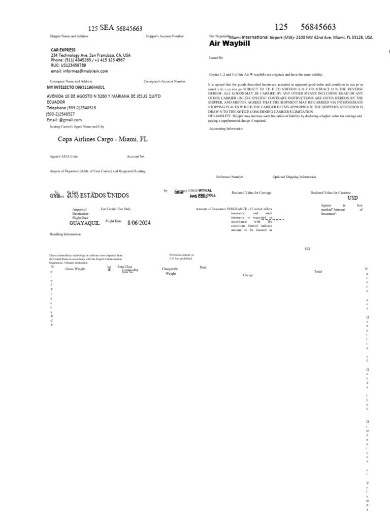 Air - Way - Bill - Sample 2 | PDF
