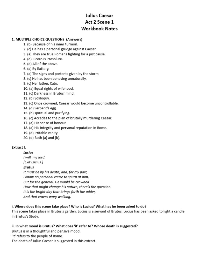 Act 2 Scene 1: Brutus' Dilemma | PDF | Mark Antony | Julius Caesar