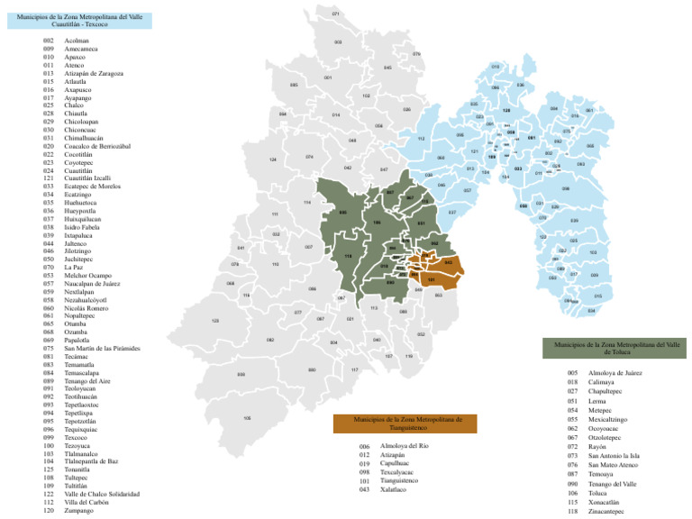 Mapa Edomex 3 Zonas Metropolitanas | PDF