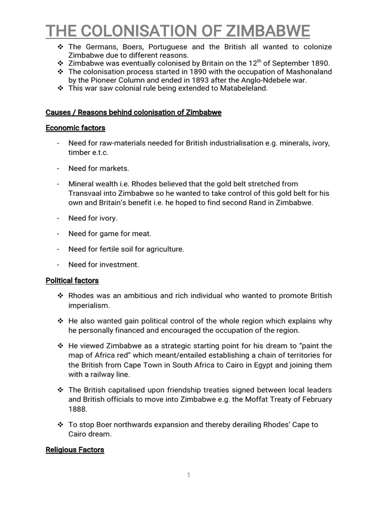 11.colonisation of Zimbabwe | PDF