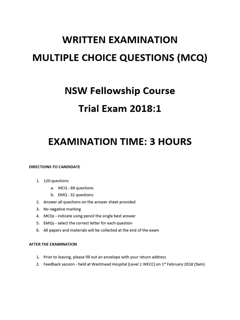 MCQ Full Exam 2018 1 1 | PDF | Anatomical Terms Of Motion | Thumb