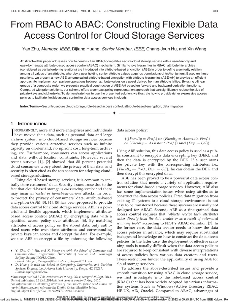 From RBAC To ABAC Constructing Flexible Data Access Control For Cloud Storage Services ...