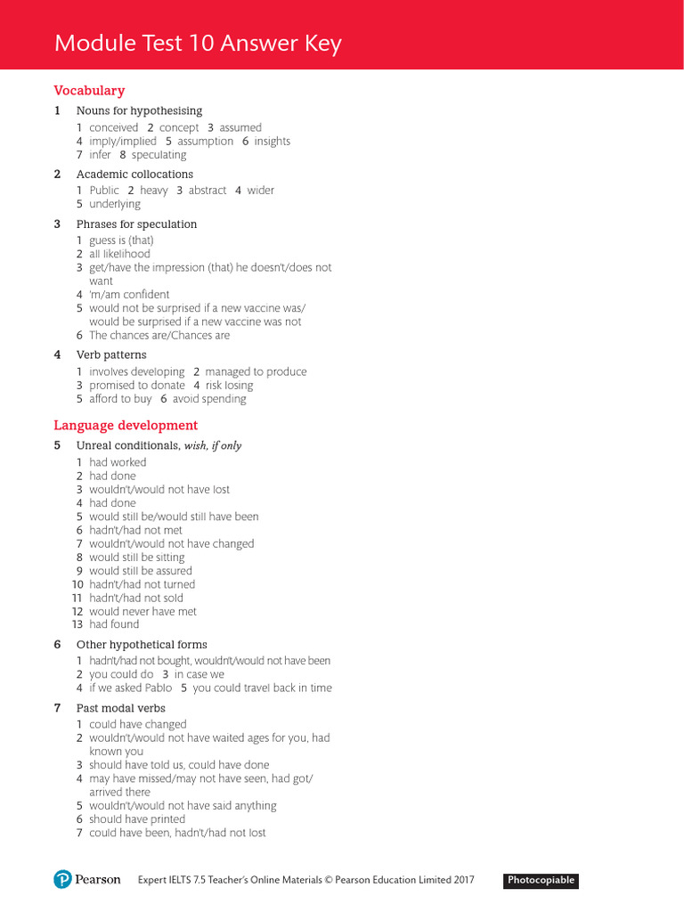 CB 7.5 Module Test 10 Answer Key | PDF
