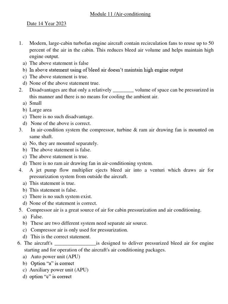 Mod 11 Airconditioning Test 1 PDF | PDF | Latent Heat | Air Conditioning
