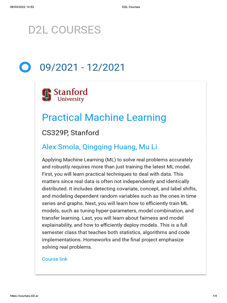 D2L Courses | PDF | Deep Learning | Machine Learning