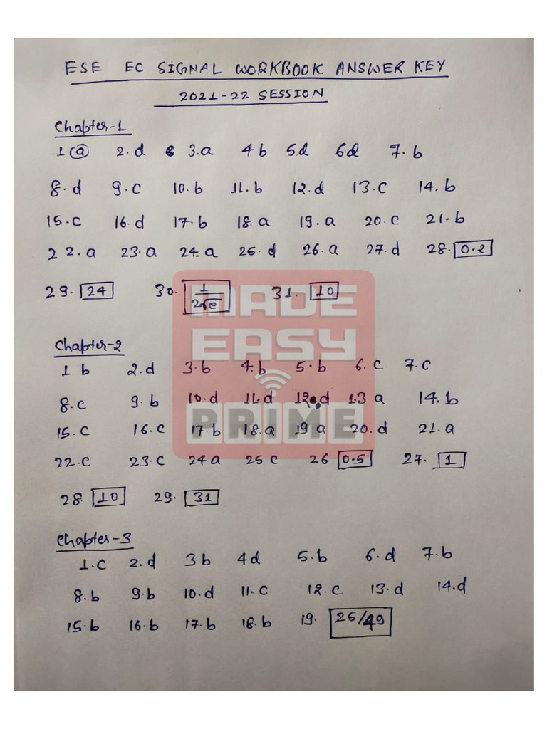 Signals & Systems Workbook Answer Key For EC | PDF