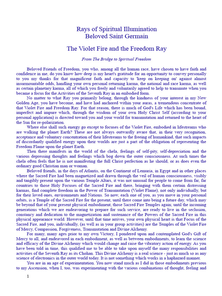 Rays of Spiritual Illumination Saint Germain | PDF | Cosmic Ray | Mercy