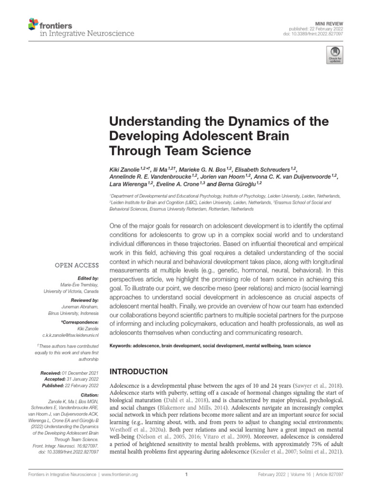 Adolescent Brain Development Insights | PDF | Adolescence | Mental Health