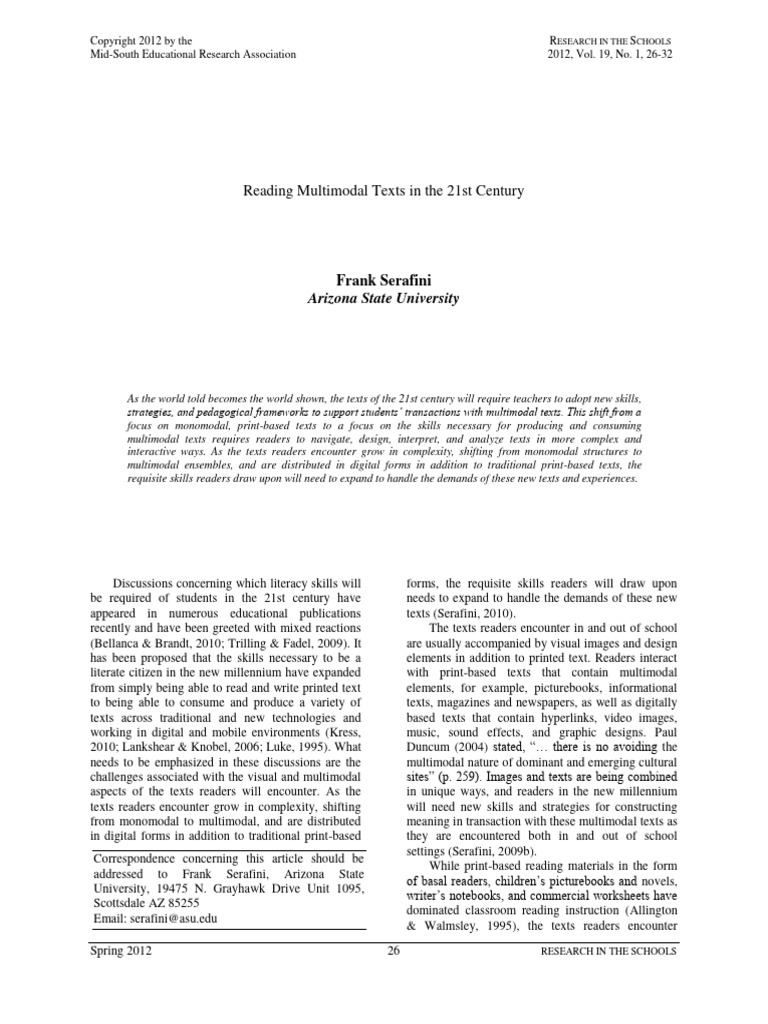 Reading Multimodal Texts in The 21st Century | PDF | Reading ...