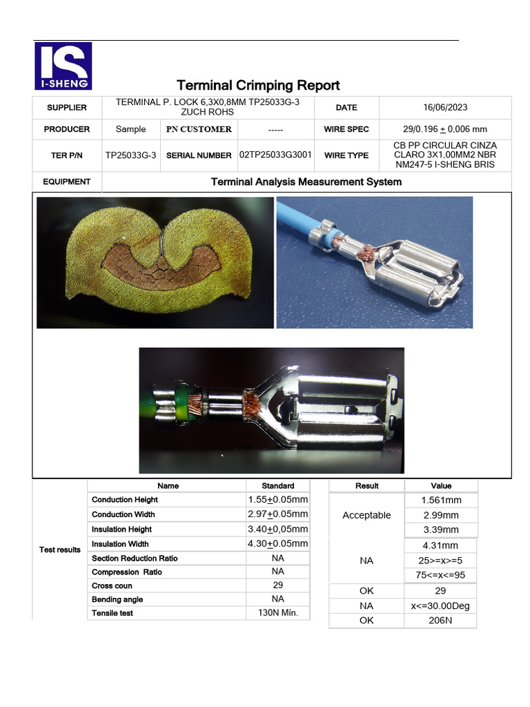 Terminal Crimping Analysis Report | PDF | Electrical Engineering