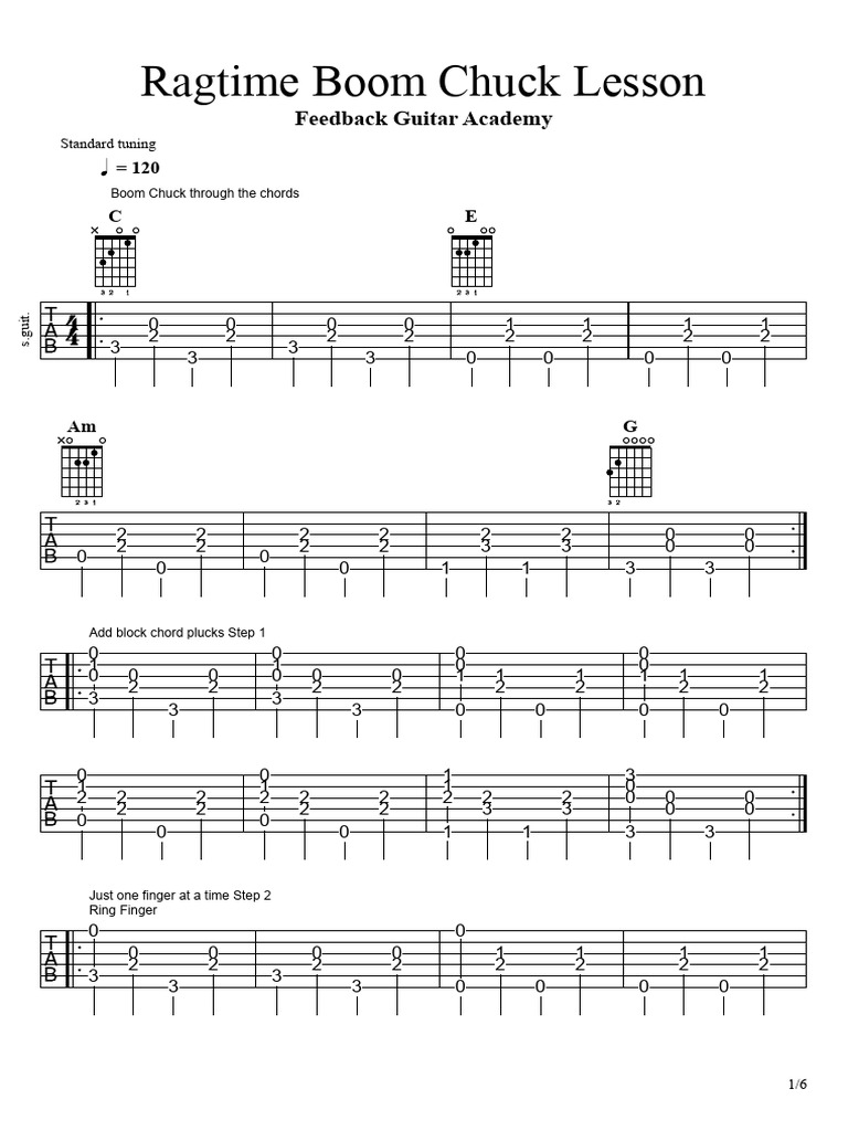 Ragtime Boom Chuck Lesson | PDF | Music Theory | Musical Techniques