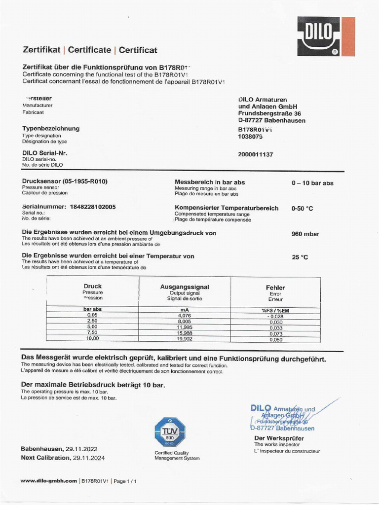 Density Monitor Tester Calibration Certificate | PDF