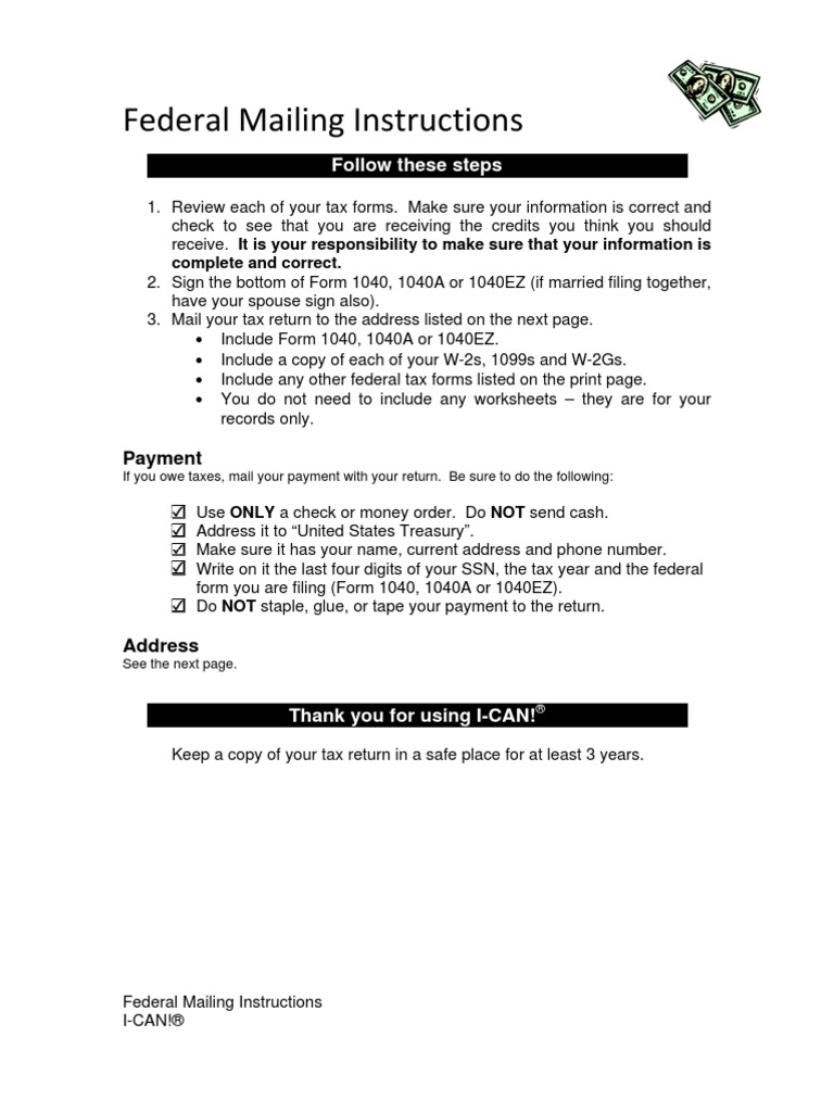 Federal Tax Return Mailing Guide | PDF | Irs Tax Forms | Missouri