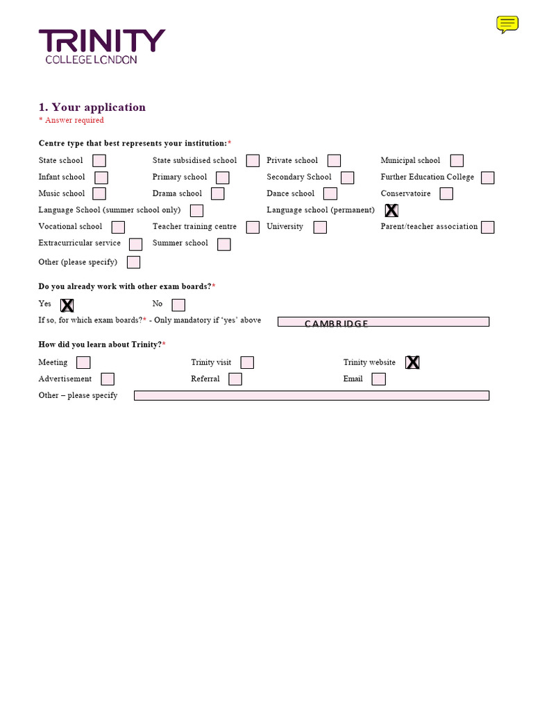 2866 Trinity - EPSOM - Application Form | PDF | Schools