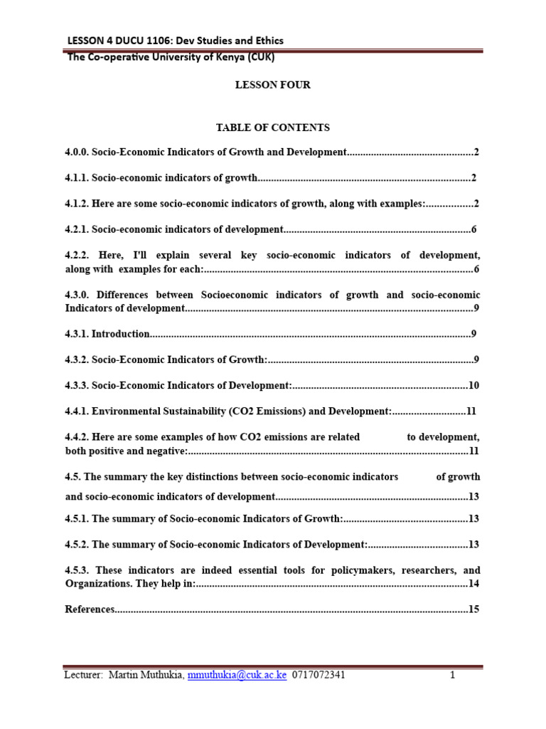 LESSON FOUR 4 DUCU 1106 DEVELOPMENT STUDIES AND ETHICS | PDF | Gross ...