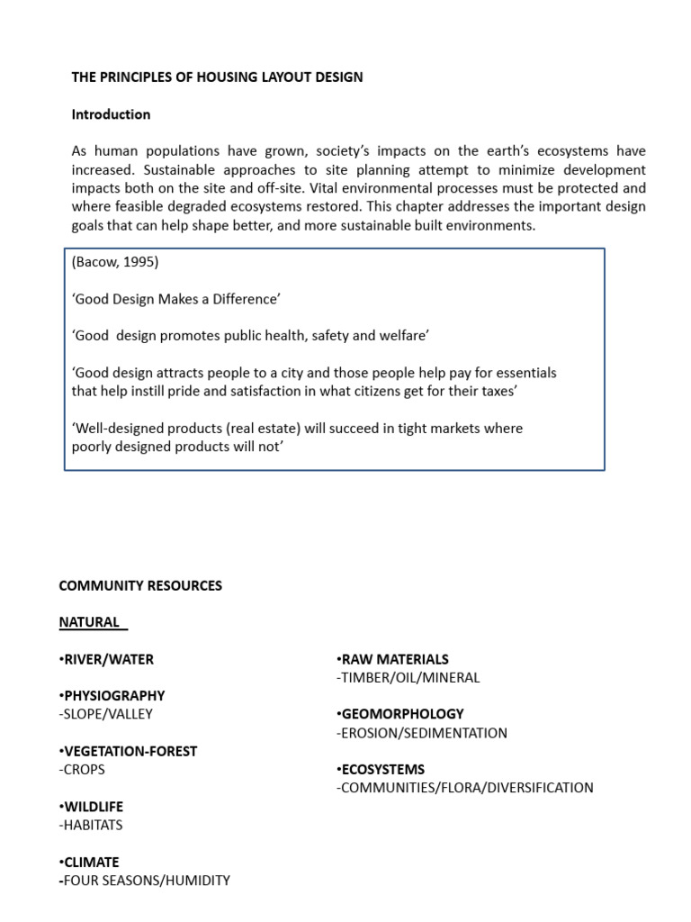 The Principles of Housing Layout Design | PDF | Sustainability | System