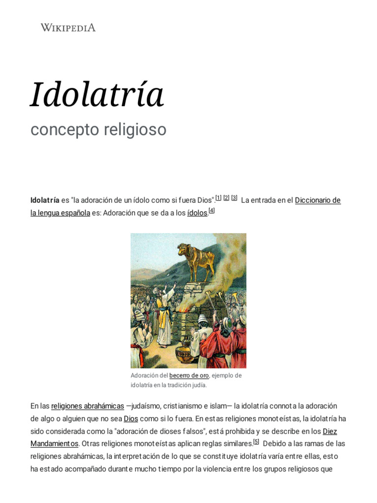 Idolatría - Wikipedia, La Enciclopedia Libre | PDF | Idolatría ...
