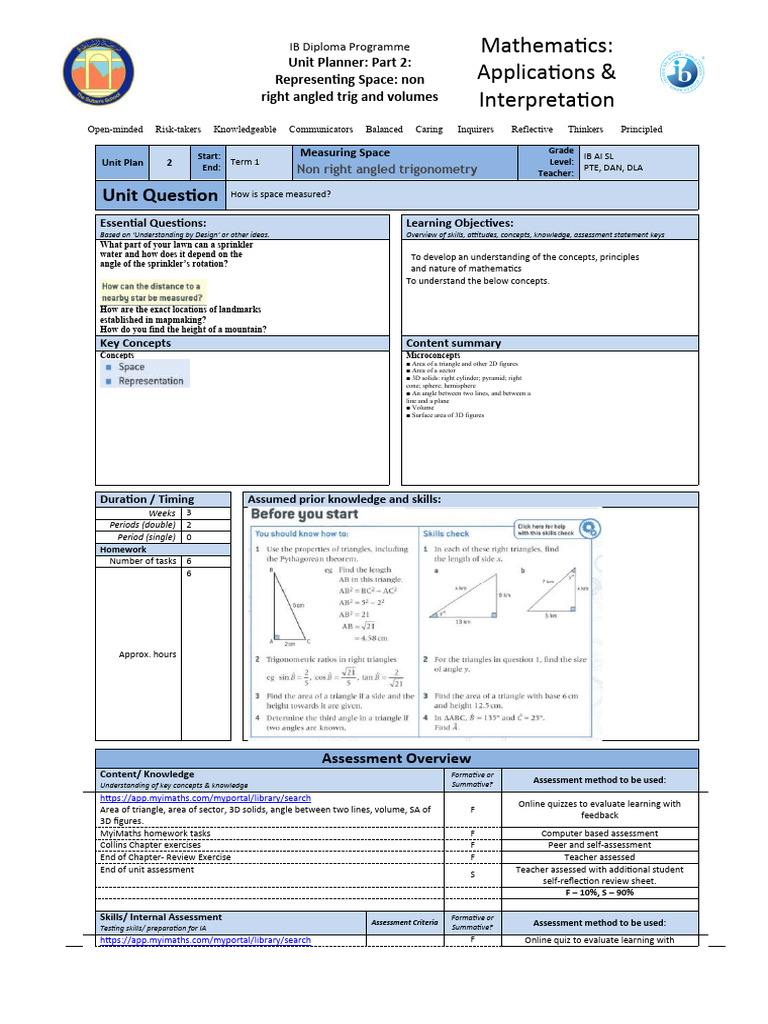 IB SL AI Unit 02 Representing Space | PDF | Educational Assessment ...