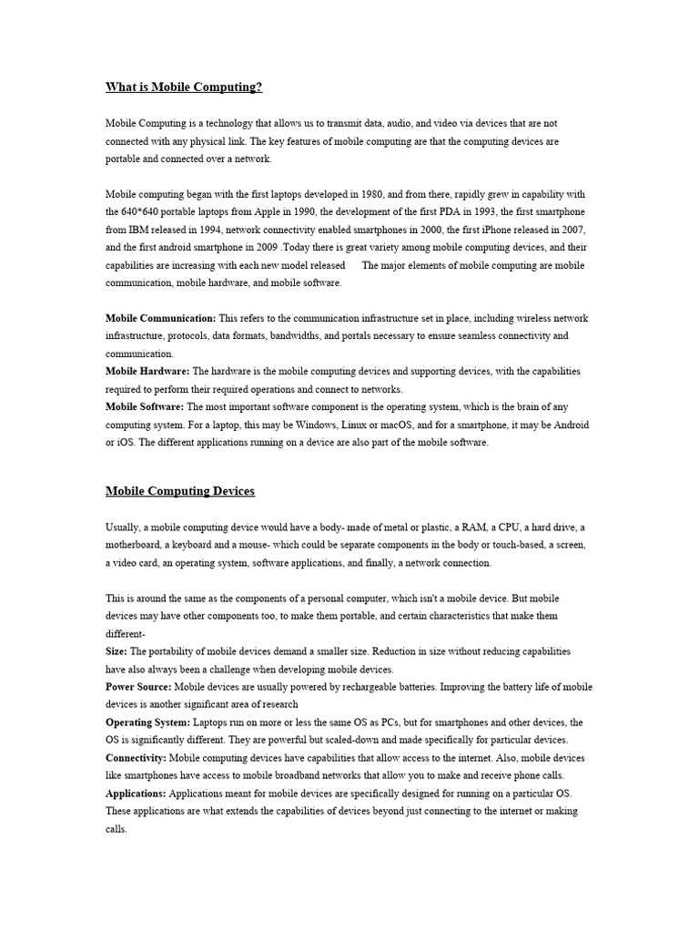 What Is Mobile Computing Pdf Mobile Computing Smartphone
