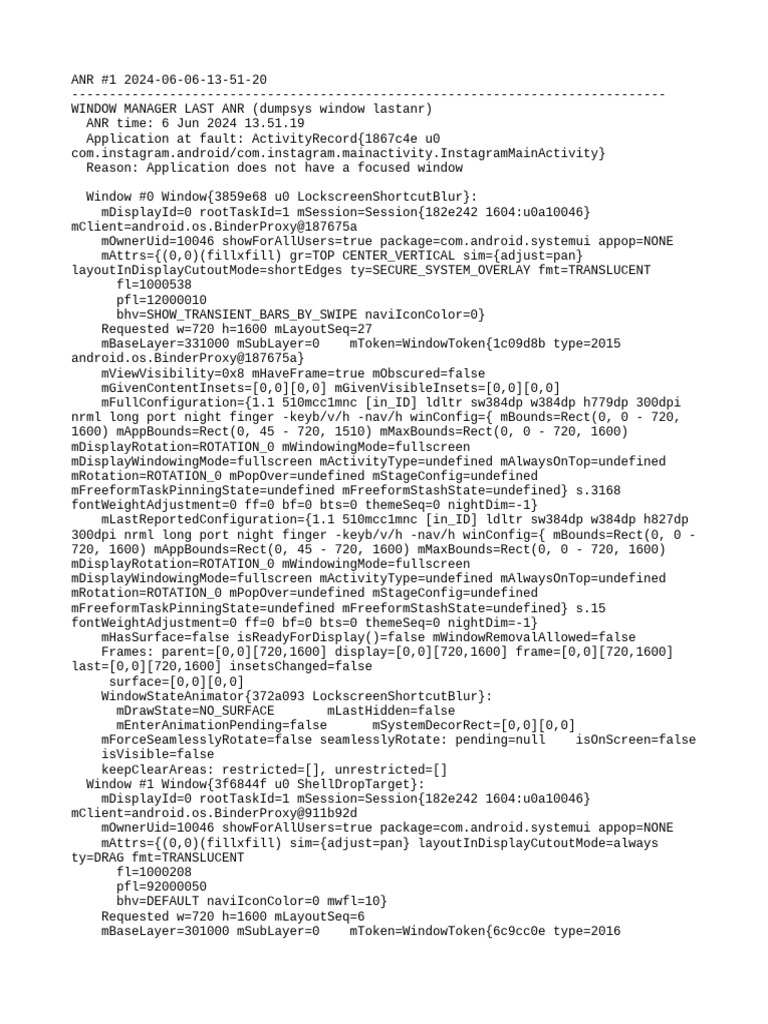 Dumpsys ANR WindowManager | PDF | Tablet Computer | Embedded Linux
