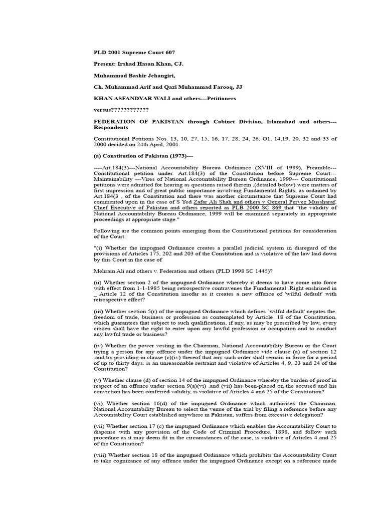PLD 2001 Supreme Court 607 | PDF | Supreme Courts | Judge