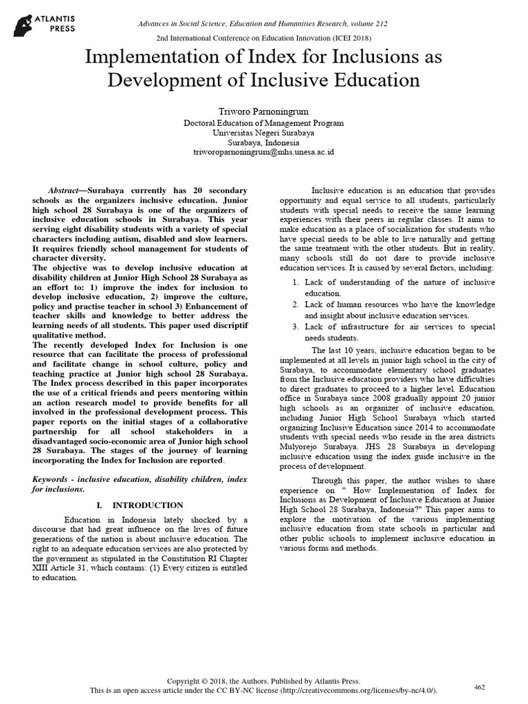 Implementation of Index For Inclusions As Development of Inclusive ...